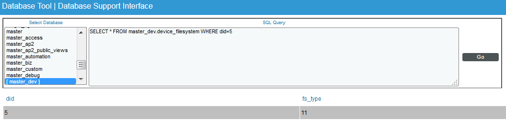 Filesystem types in internal file system collection