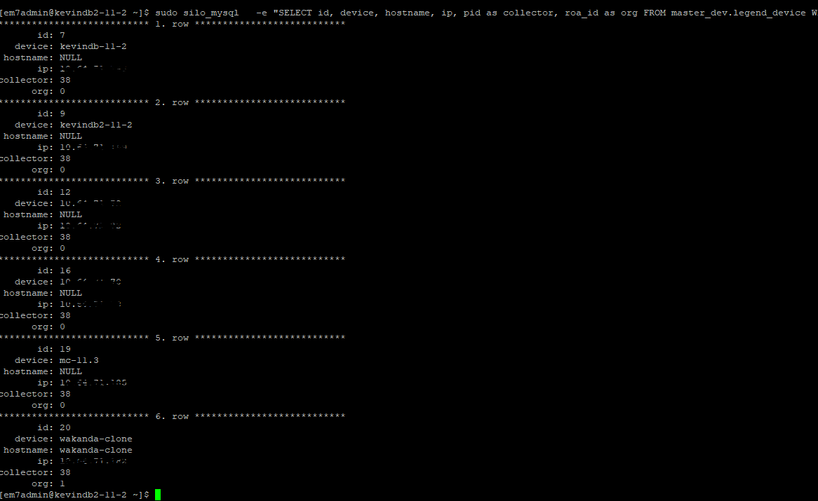 How to retrieve a list of devices allocated to a specific collector