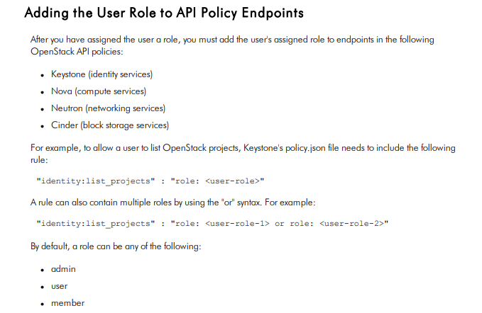 Adding the User Role to API Policies for Monitoring Openstack