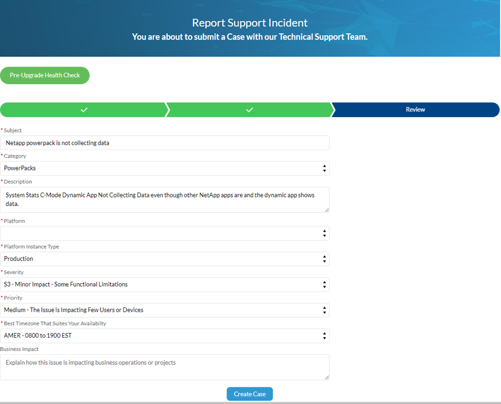 New Support Incident Case Creation with Intelligent Search